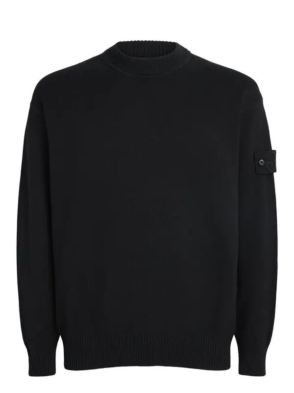 Stone Island Cotton-cashmere Crew Neck Sweater - Black