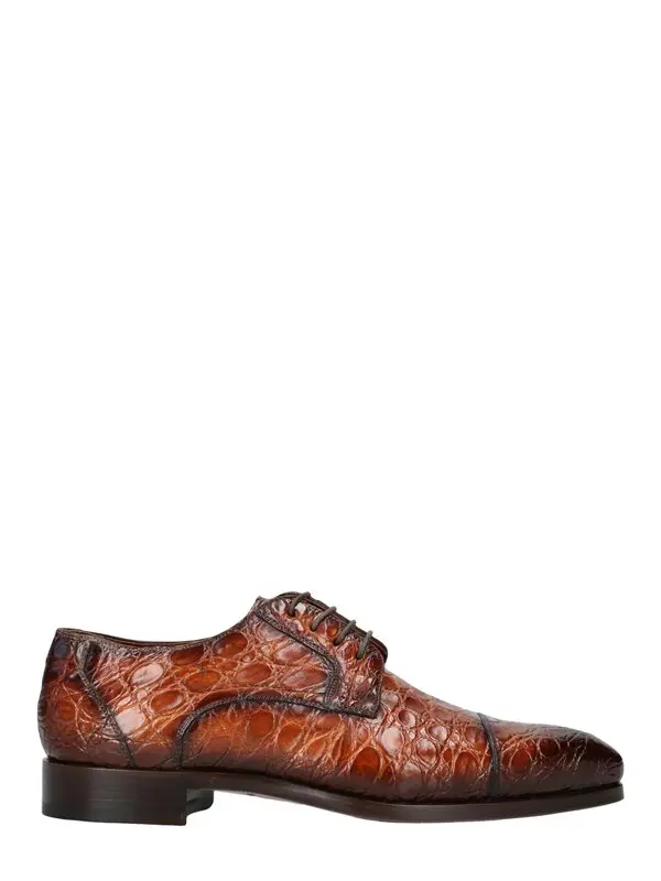 Magnanni Crocodile Leather Oxford Shoes - Beige