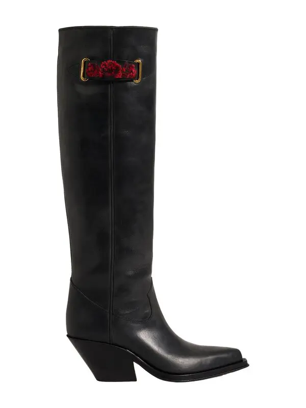 Chloé Azelan Vintage-effect Calfskin Boots - Black