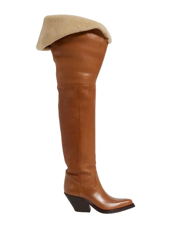 Chloé Azelan Thigh High Boots - Ginger Brown