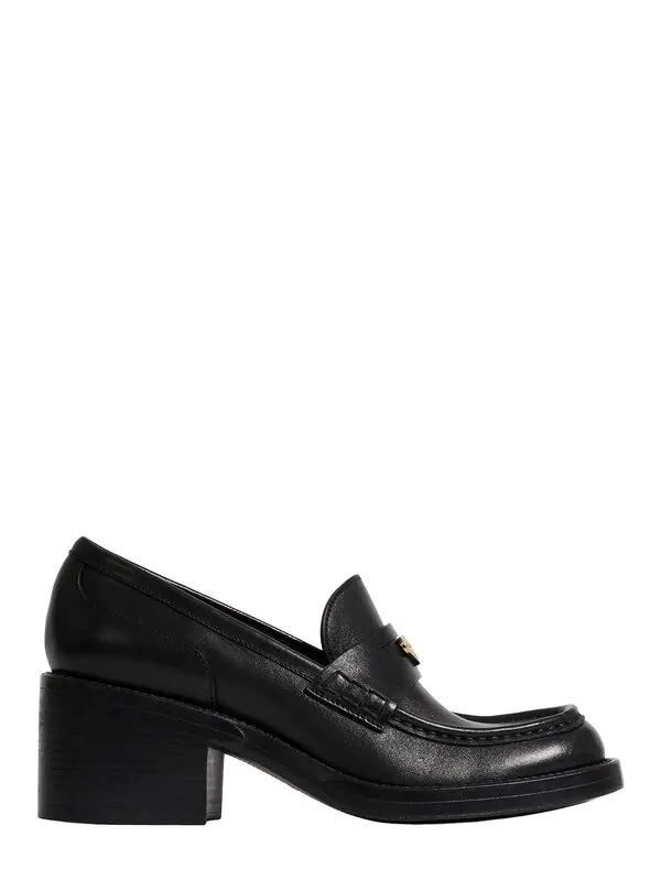 Chloé Leather Heart Detail Loafers - Black