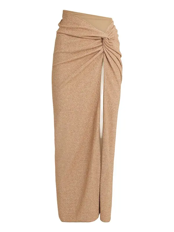 Devon Windsor Glitter Knot Maxi Skirt - Gold