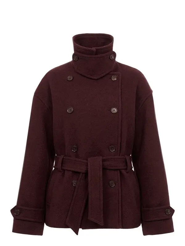 Chloé Double Breasted Belted Jacket - Deep Purple