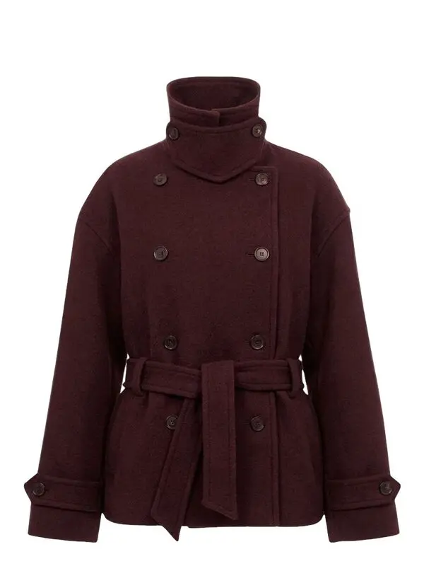 Chloé Double-breasted Belted Wool Coat - Deep Purple