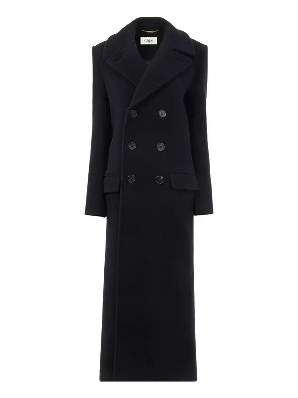 Chloé Long Double-breasted Wool Coat - Black