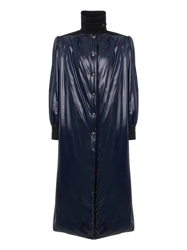 Chloé Long Utilitarian Coat In Shiny Nylon - Blue Lagoon