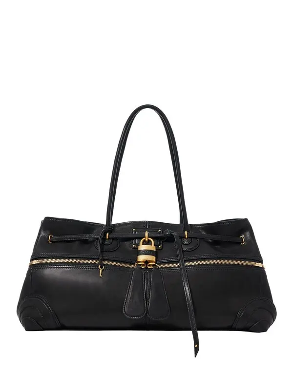 Chloé Leather Tote Bag With Turn Lock Detail - Black