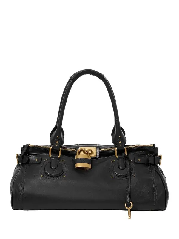 Chloé Leather Satchel With Lock Detail - Black