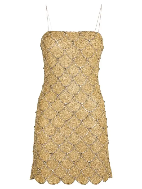 Alice + Olivia Embellished Nina Mini Dress - Gold