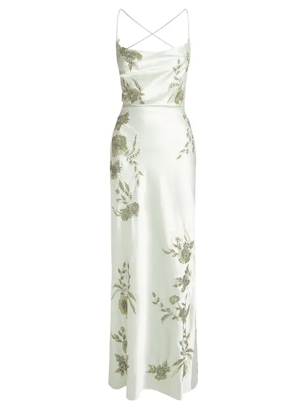 Alice + Olivia Embellished Floral Maxi Dress - Green