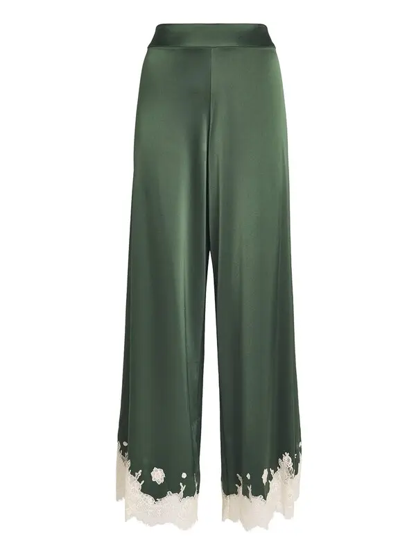 Alice + Olivia Athena Wide-leg Trousers With Lace Trim - Green