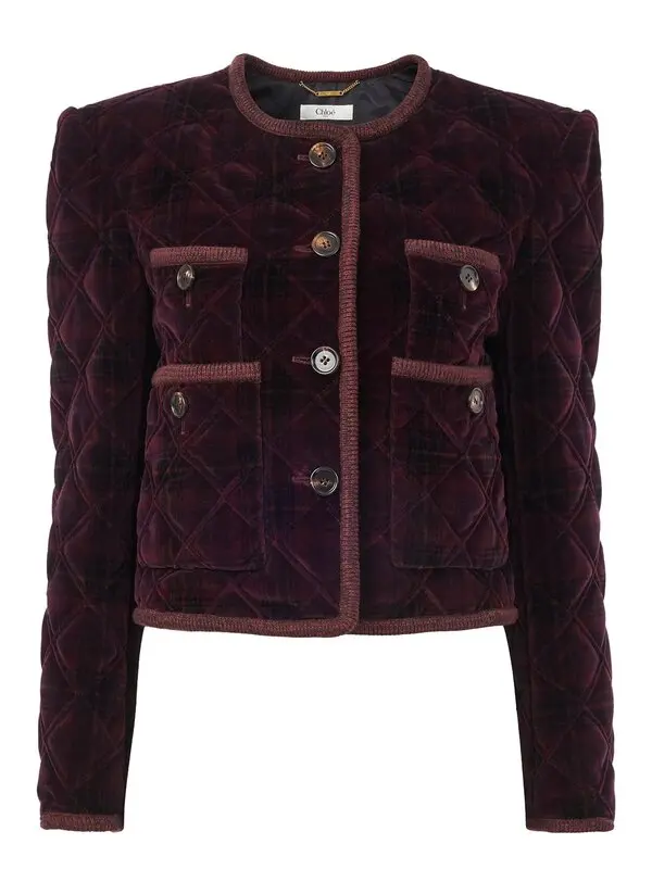 Chloé Quilted Velvet Jacket - Deep Purple