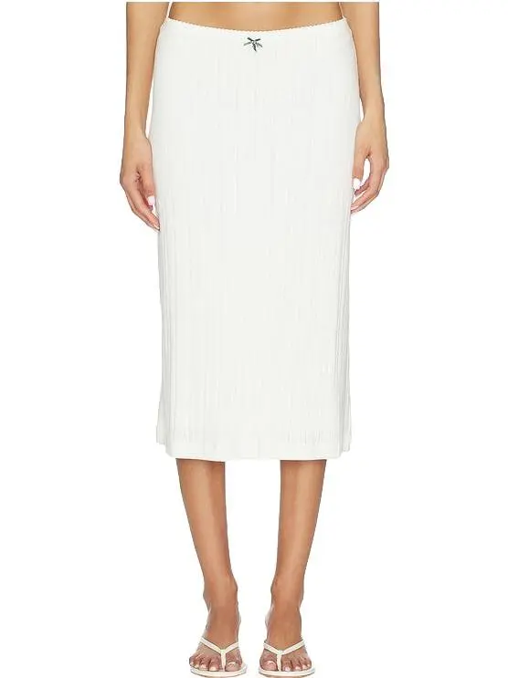 Lacoste Pointelle Knit Midi Skirt - Flour