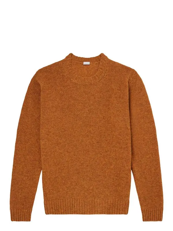 Caruso Shetland Wool Crew Neck Sweater - Orange
