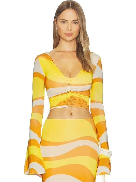 CALA DE LA CRUZ Aelin Ruched Jersey Top - Rapsodia