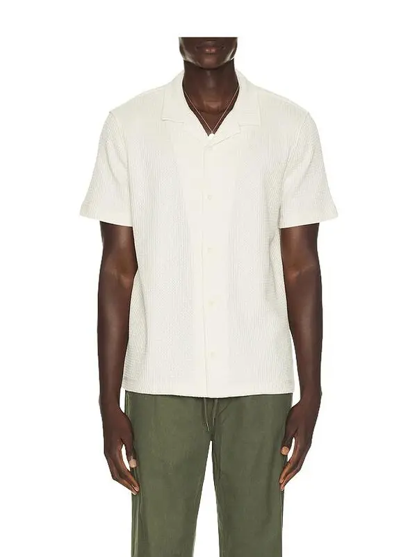 Vince Macro Waffle Cabana Shirt In Cream - Blanco