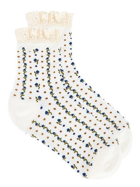 Free People Rosebud Waffle Knit Ankle Socks - Ivory