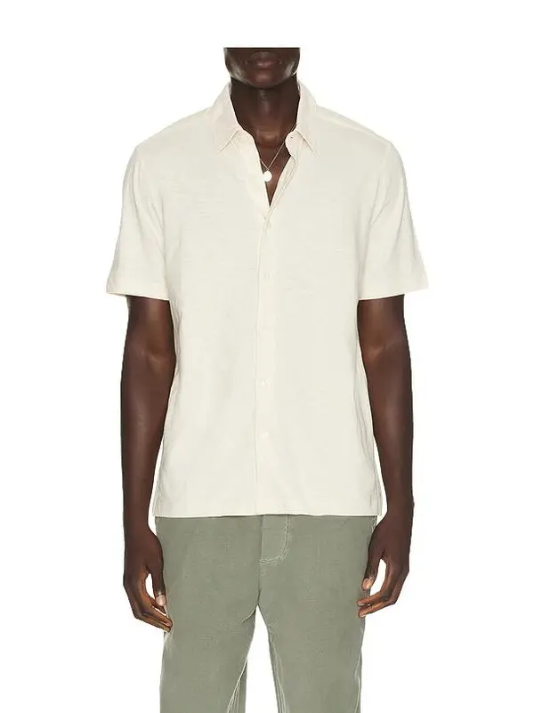Theory Noran Short Sleeve Shirt In Cream - Seashell