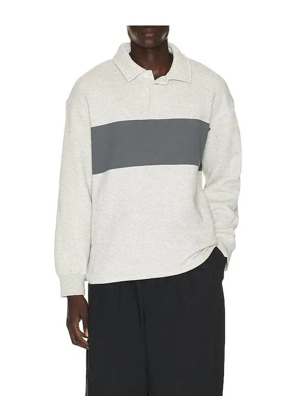 SKIMS Fleece Lounge Rugby Polo In Grey - Light Heather Grey