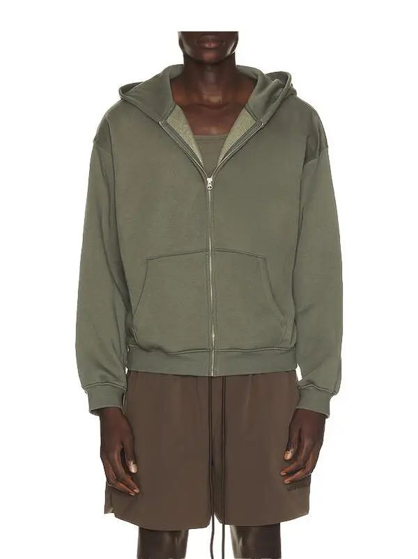 SKIMS Fleece Lounge Zip Up Hoodie - Jungle