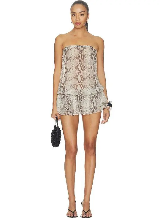 INDAH Izzy Printed Drop Waist Mini Dress - Python