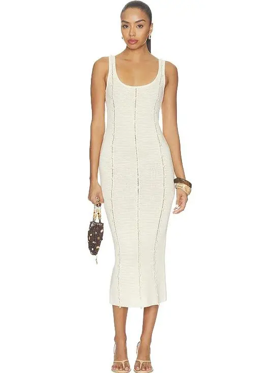 Tularosa Caleyna Faux Pearl Crochet Knit Dress - Ivory