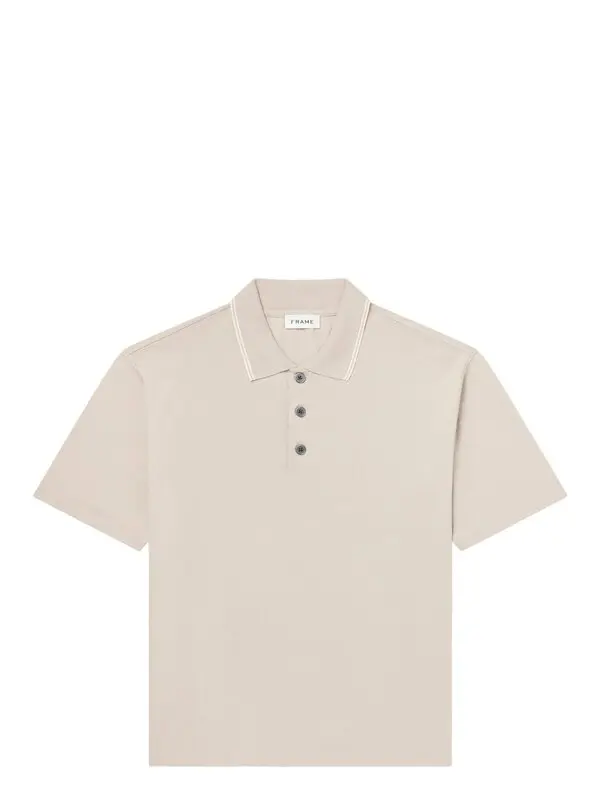 FRAME Cotton-piqué Polo Shirt - Neutrals