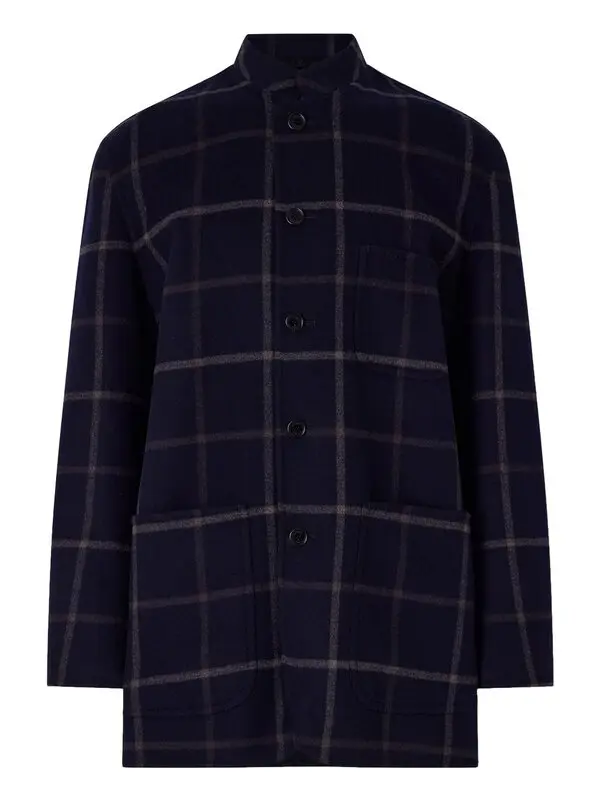 Dunhill Checked Wool-blend Coat - Blue