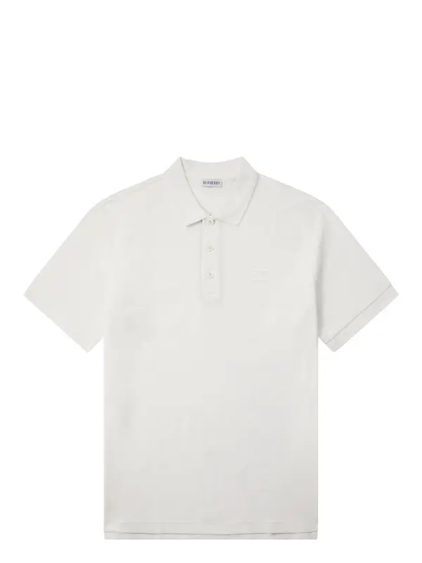 Burberry Eddie Logo-embroidered Cotton-piqué Polo Shirt - White