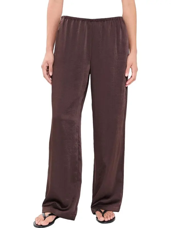 Madewell Easy Pull-on Satin Pants - Dark Chicory