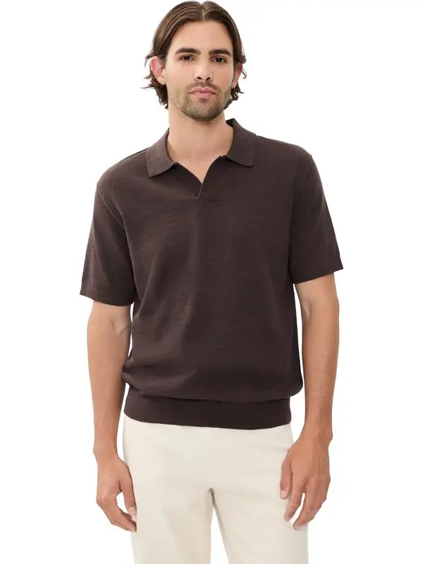 Madewell Cotton Slub Short Sleeve Polo - Coffee Bean