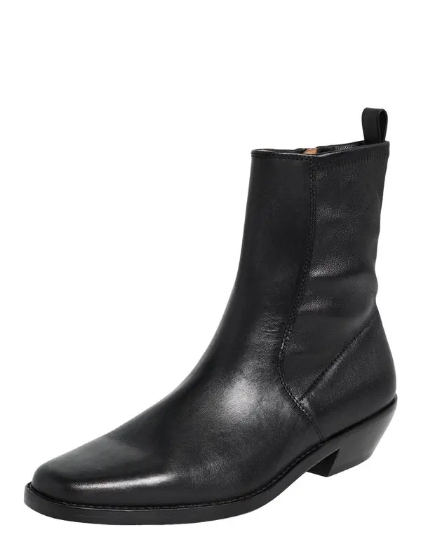Madewell Idris Stretch Square Toe Leather Boots - True Black