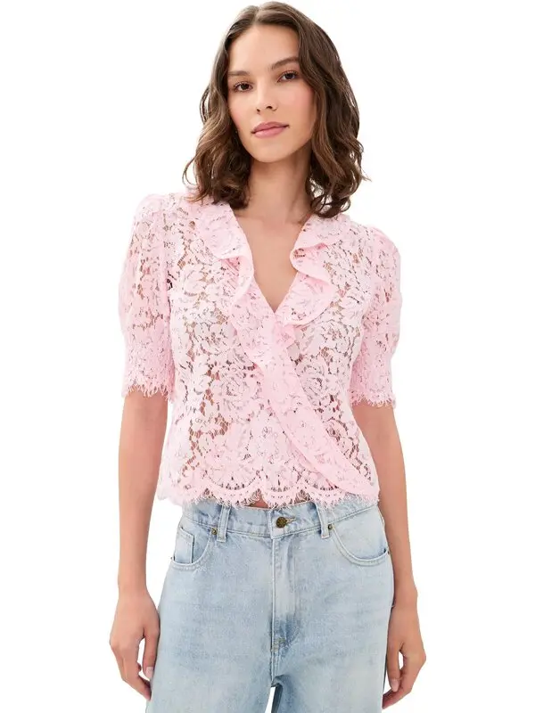 Generation Love Lulu Lace Ruffle Blouse - Bellini