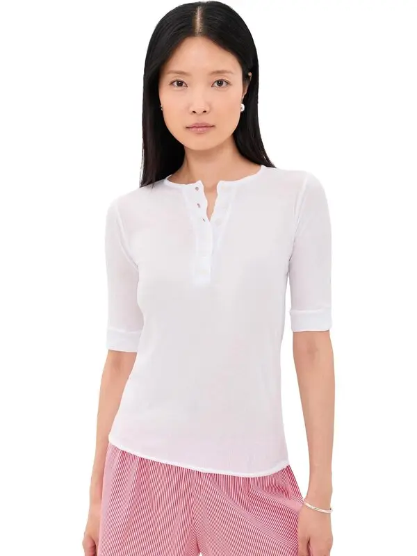 ALL THREE Gaia Tissue Cotton Henley Top - White