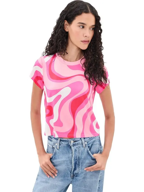 Generation Love Kai Geo Jersey Top - Wavy Geo Pink