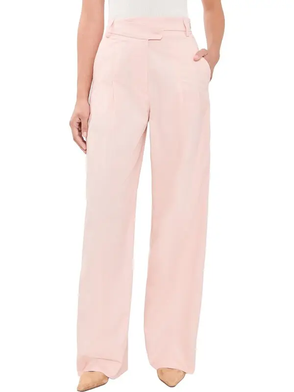 THE LATEST Ester Tecnico Tinto Pants Wide Leg, Pleated, Stretch Cotton Blend - Light Pink