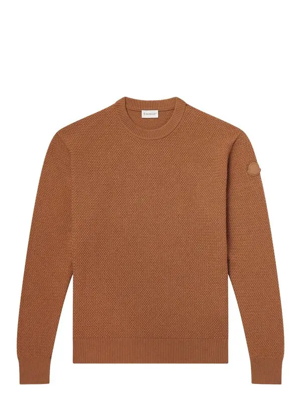 Moncler Logo-appliquéd Wool And Cashmere-blend Sweater - Brown