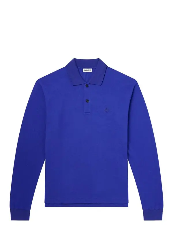 JIL SANDER Logo-embroidered Cotton-piqué Polo Shirt - Blue