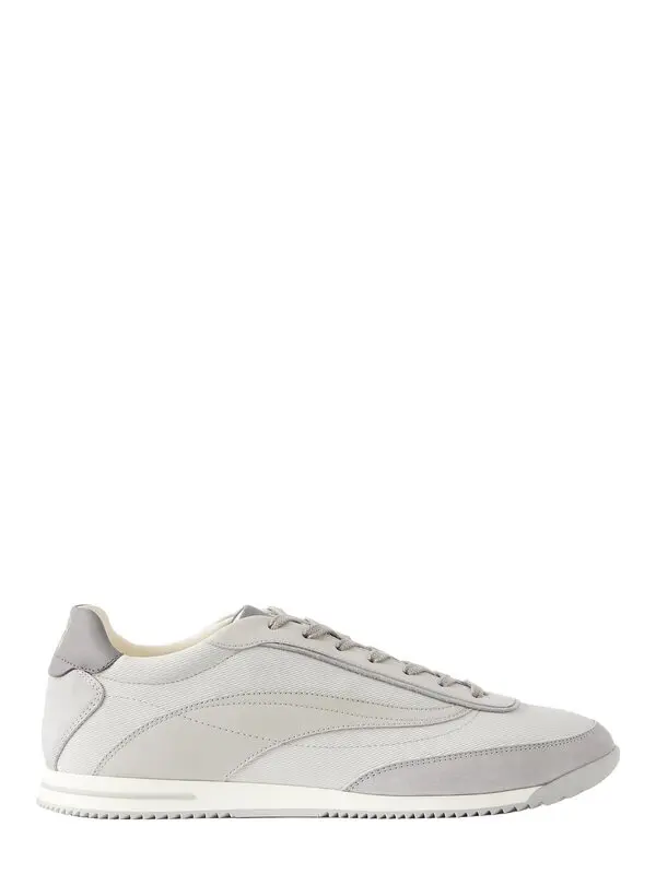 Brunello Cucinelli Paneled Suede And Shell Lace-up Sneakers - Gray