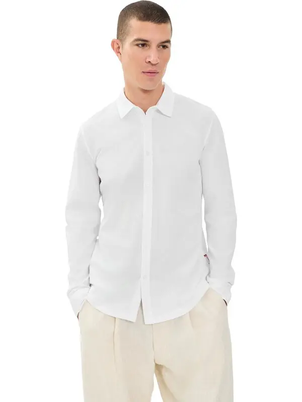Orlebar Brown Giles Pique Knit Button Down - White