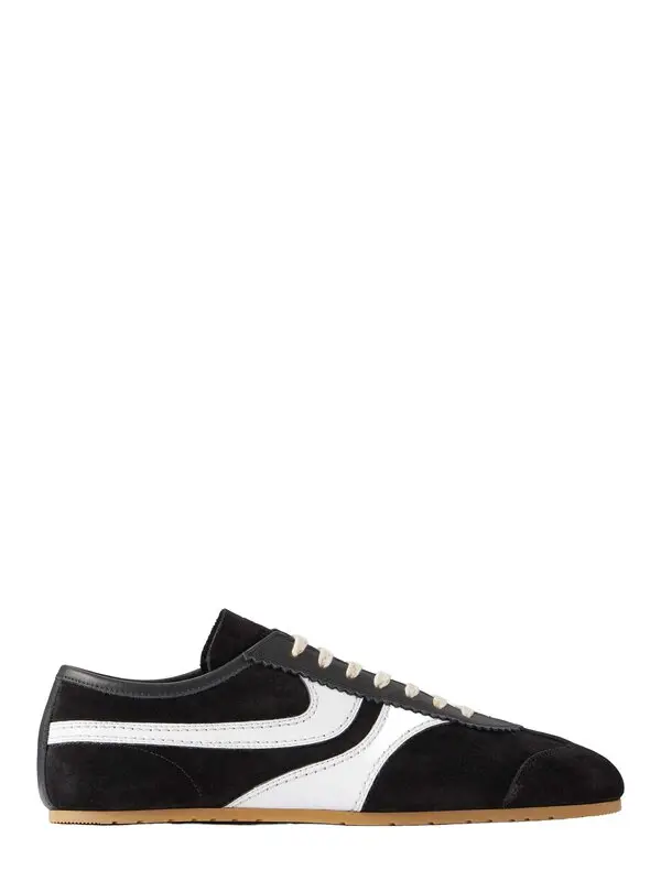 Dries Van Noten Suede Sneakers With Leather Trim - Black
