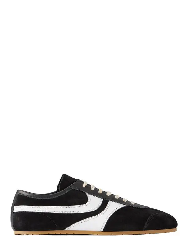 Dries Van Noten Suede Sneakers With Leather Trim - Black