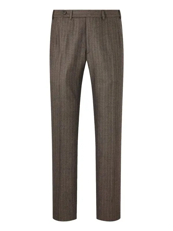 Brioni Plume Straight-leg Herringbone Wool Suit Trousers - Brown