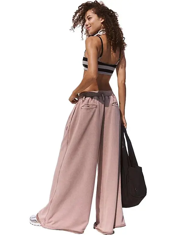 Free People Wide Leg Sweat Trousers - Hickory