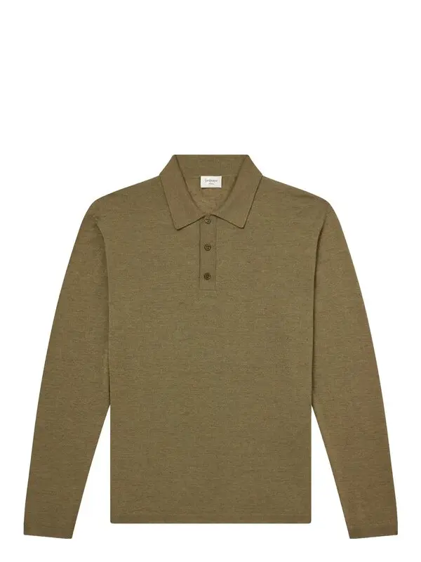 Saint Laurent Cashmere, Silk And Linen-blend Polo Shirt - Green