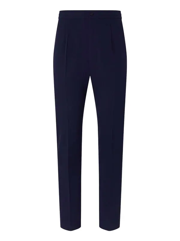 Dunhill Straight-leg Pleated Virgin Wool-twill Trousers - Navy