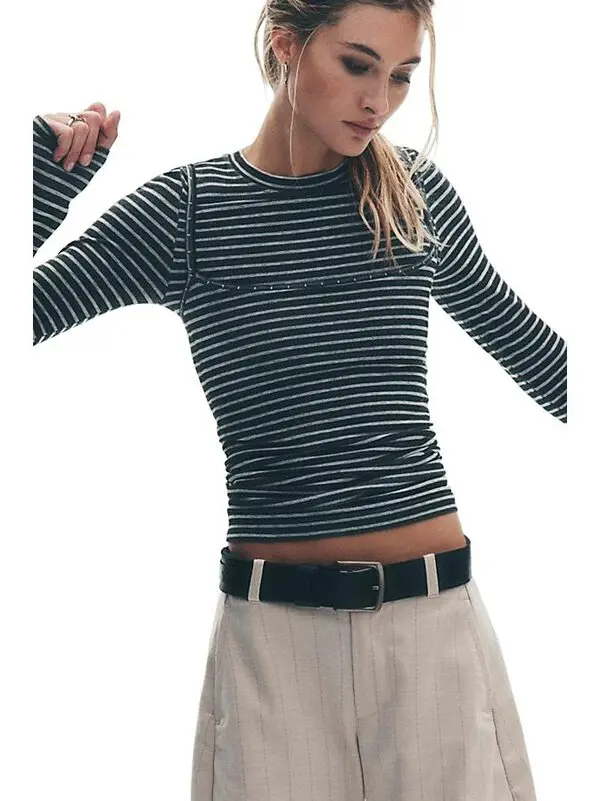 Free People Striped Modal Blend Cami - Grey Combo