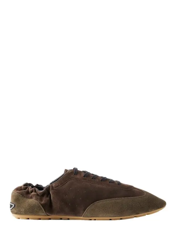 Saint Laurent Lewis 05 Suede And Velvet Sneakers - Brown