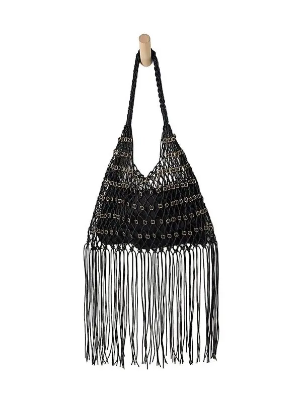 Free People Embellished Fringe Bag - Black