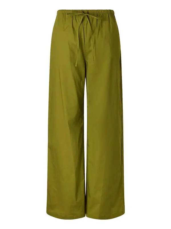Staud Stauds Mateo Stretch-cotton Wide-leg Pants - Green